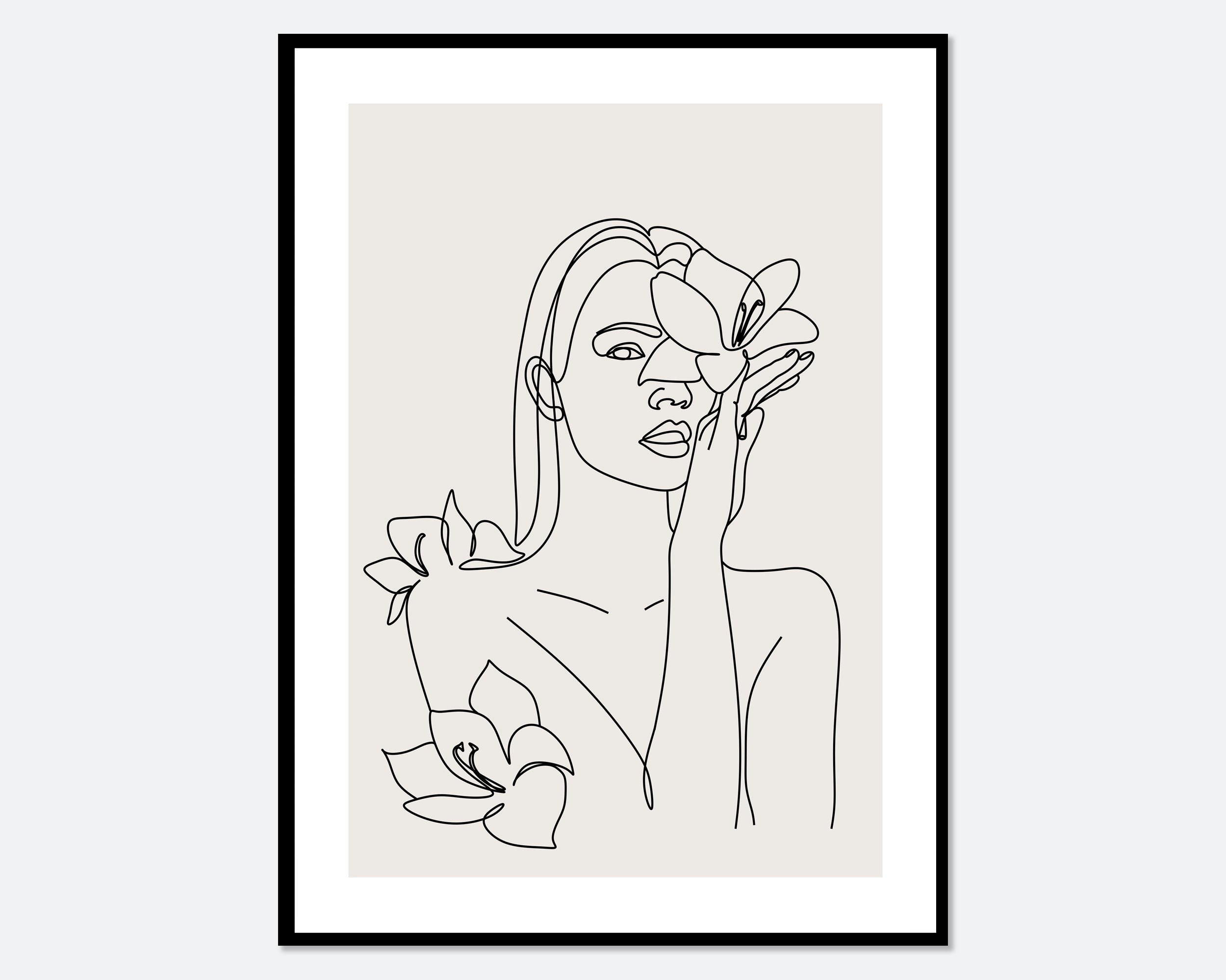 Single Line Woman Head of Flowers Line Art Print | One Line Drawing ...