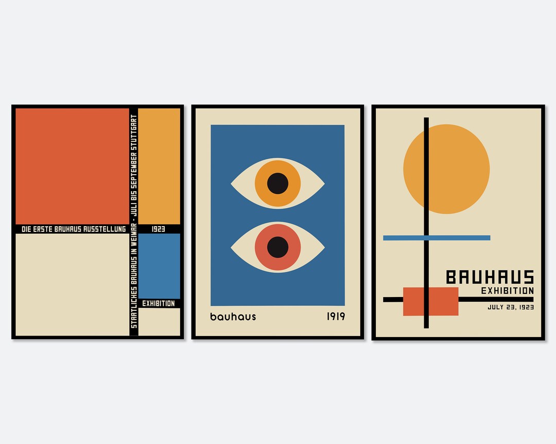 Bauhaus Geometric Eyes Shapes Color Block Set of 3 Art Print | Bauhaus ...