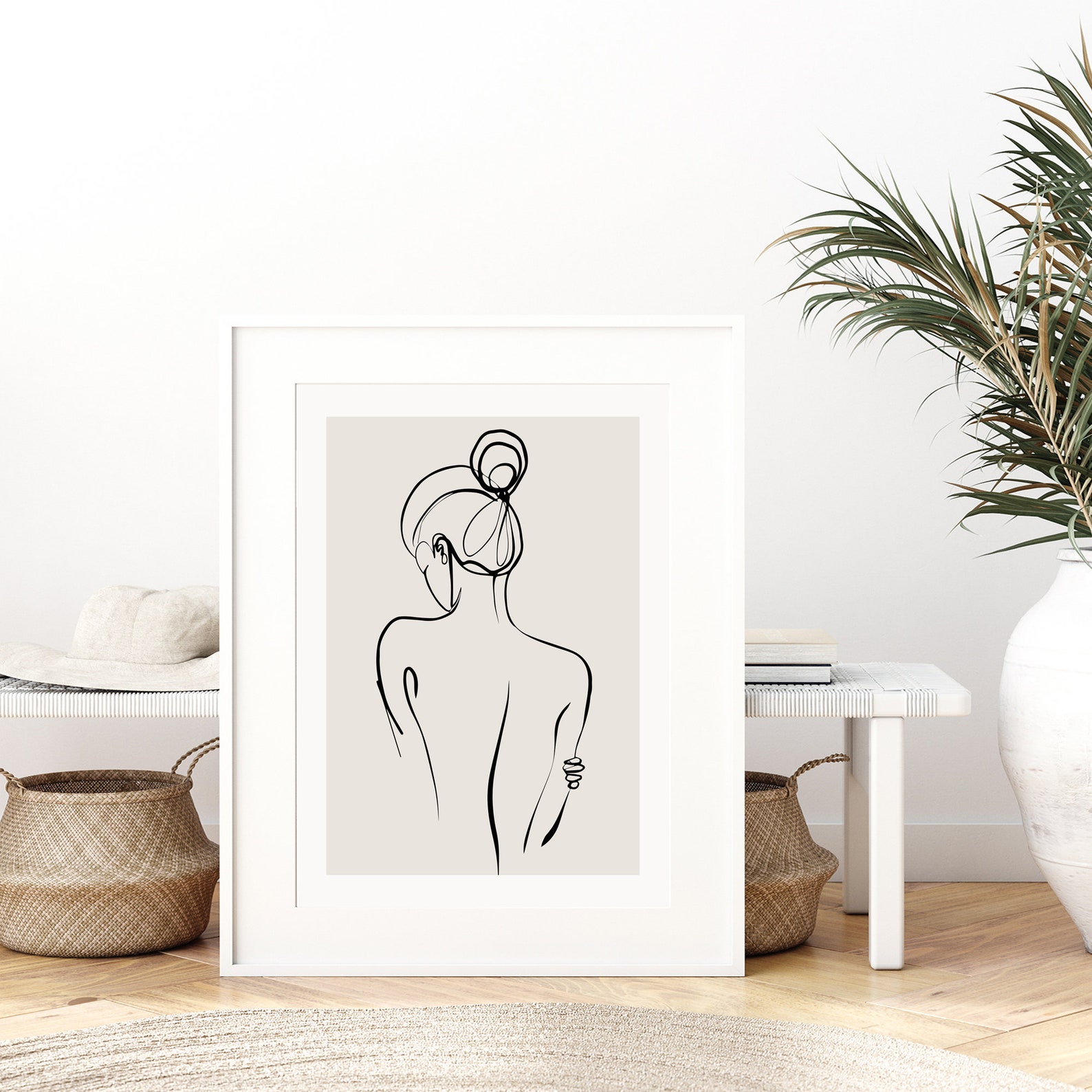 One Line Modern Girl Silhouette Line Art Print | Single Line Figure ...