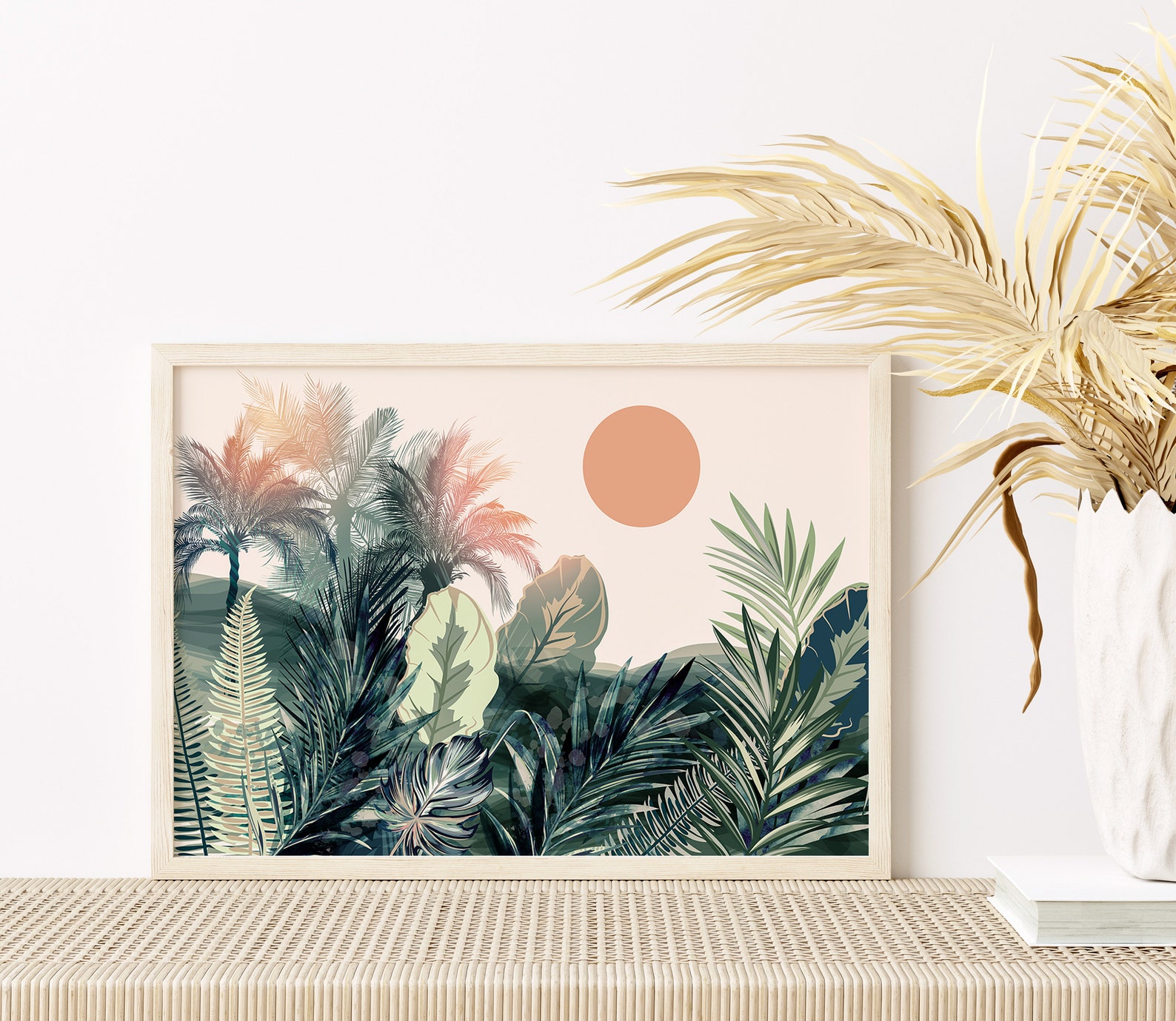 Jungle Palm Trees Art Print | Jungle Art Print, Palm Leaf Plant ...