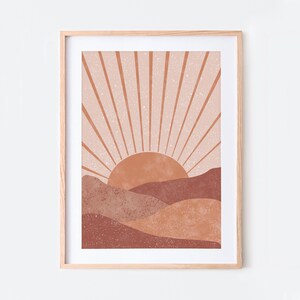 Mid Century Modern Abstract Sun Rays Art Print | Bursting Sun Rays Art ...
