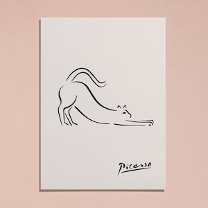 Pablo Picasso Feline Cat Sketch Line Drawing Art Print | Esquisse D'un ...