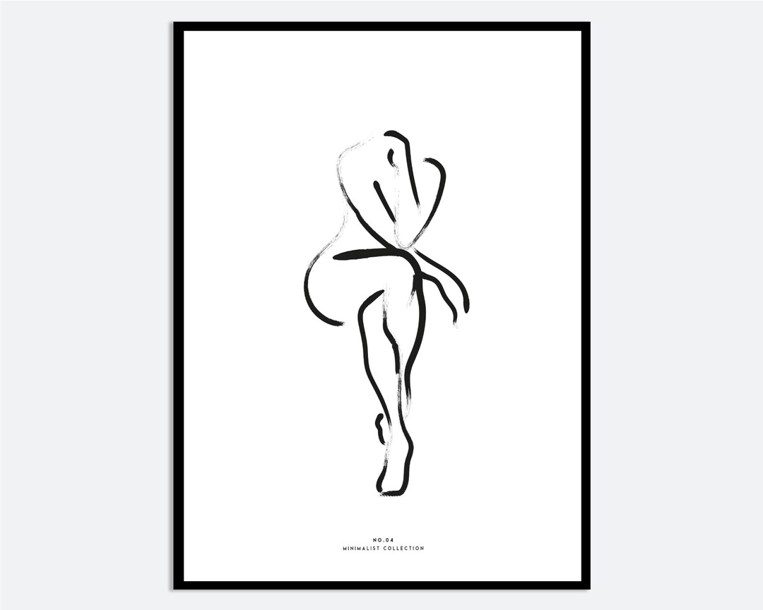 One Line Modern Girl Silhouette Line Art Print | Single Line Figure ...
