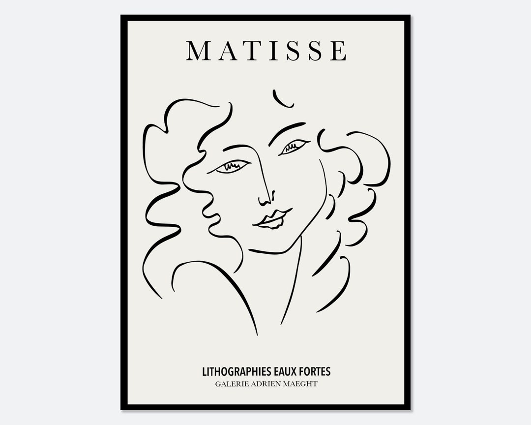 Henri Matisse Woman Face Vintage Poster Line Art Print | Matisse Print ...
