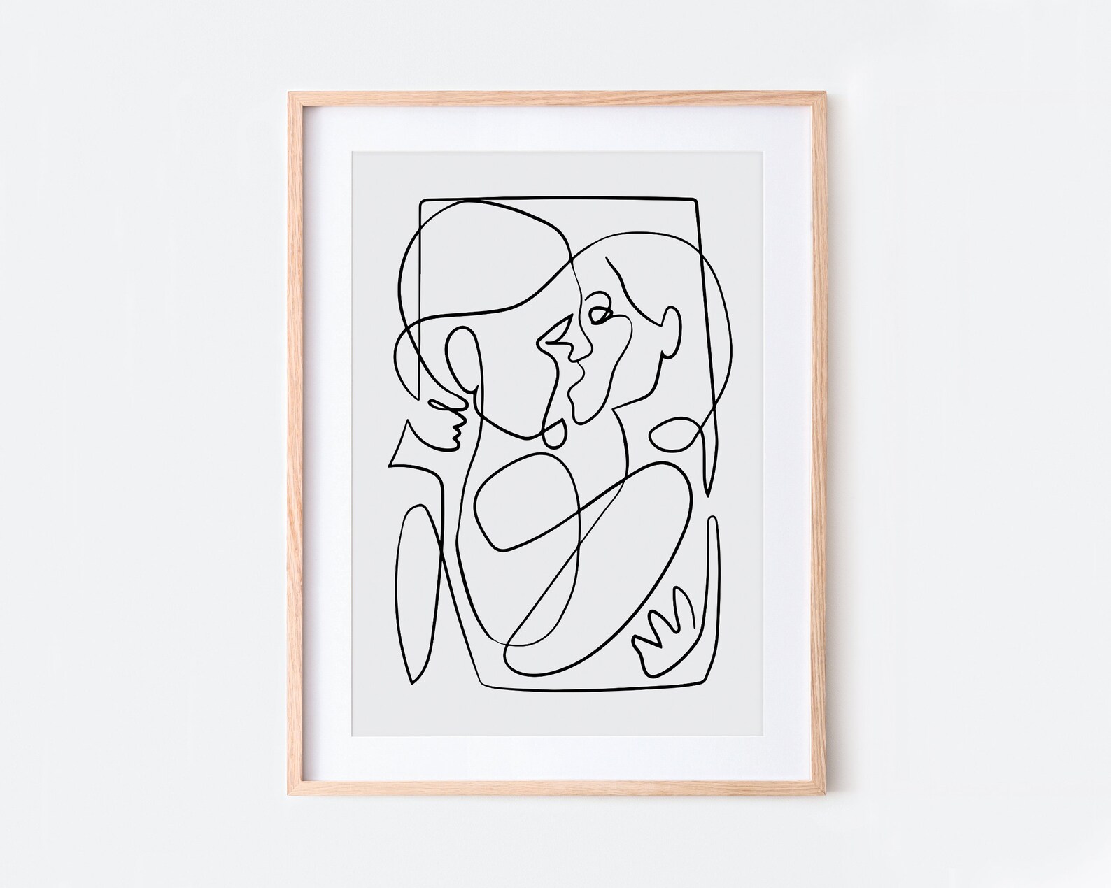 One Line Couple Kissing Continuous Line Art Print | Single Line Drawing ...