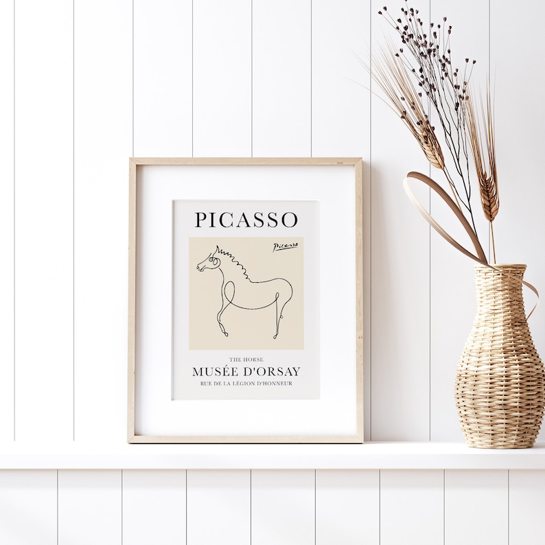 Pablo Picasso Horse Sketch Line Drawing Art Print | Esquisse Le Cheval ...