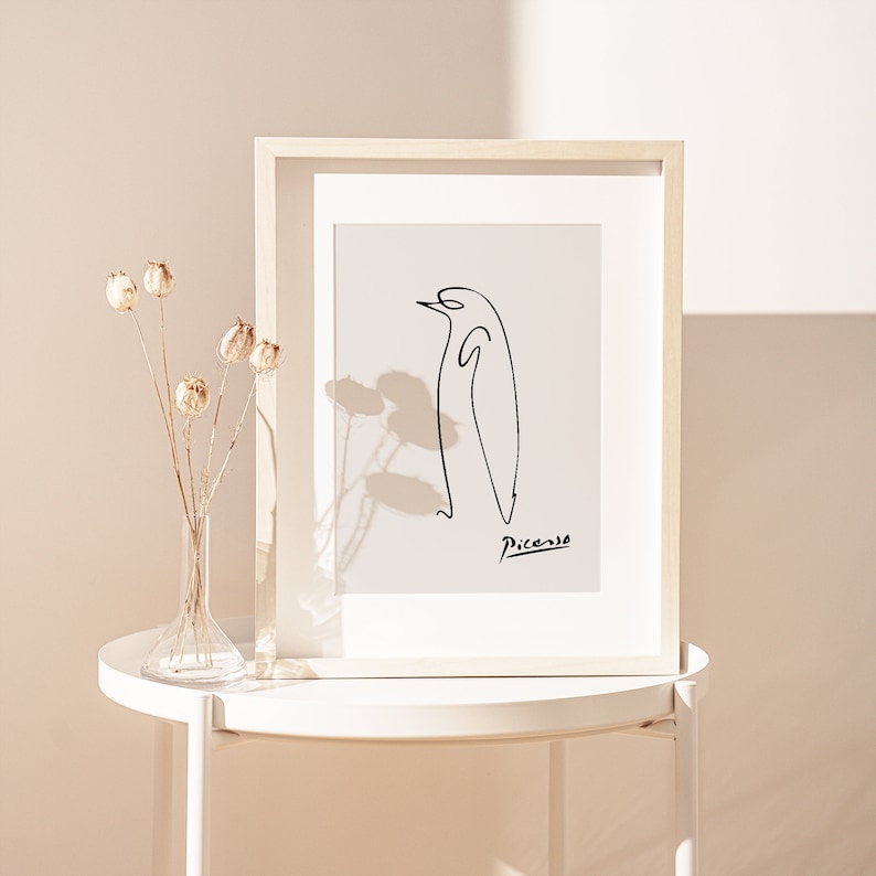 Pablo Picasso Penguin Sketch Line Drawing Art Print | Esquisse Le ...