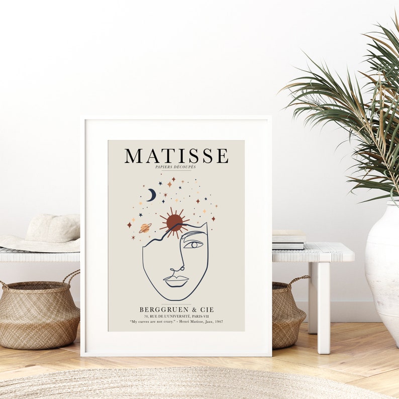 Henri Matisse Single Line Woman Face Vintage Poster Line Art - Etsy