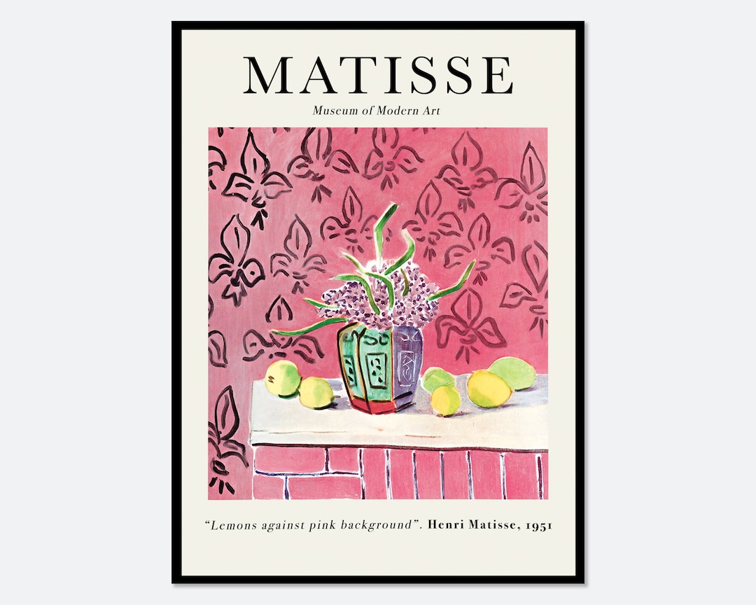 Henri Matisse Lemons Against Pink Background Vintage Poster Art Print ...