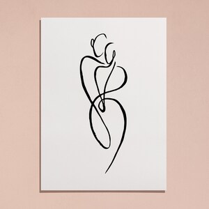 One Line Body Figure Art Print | Single Line Figure Drawing, Minimalist ...