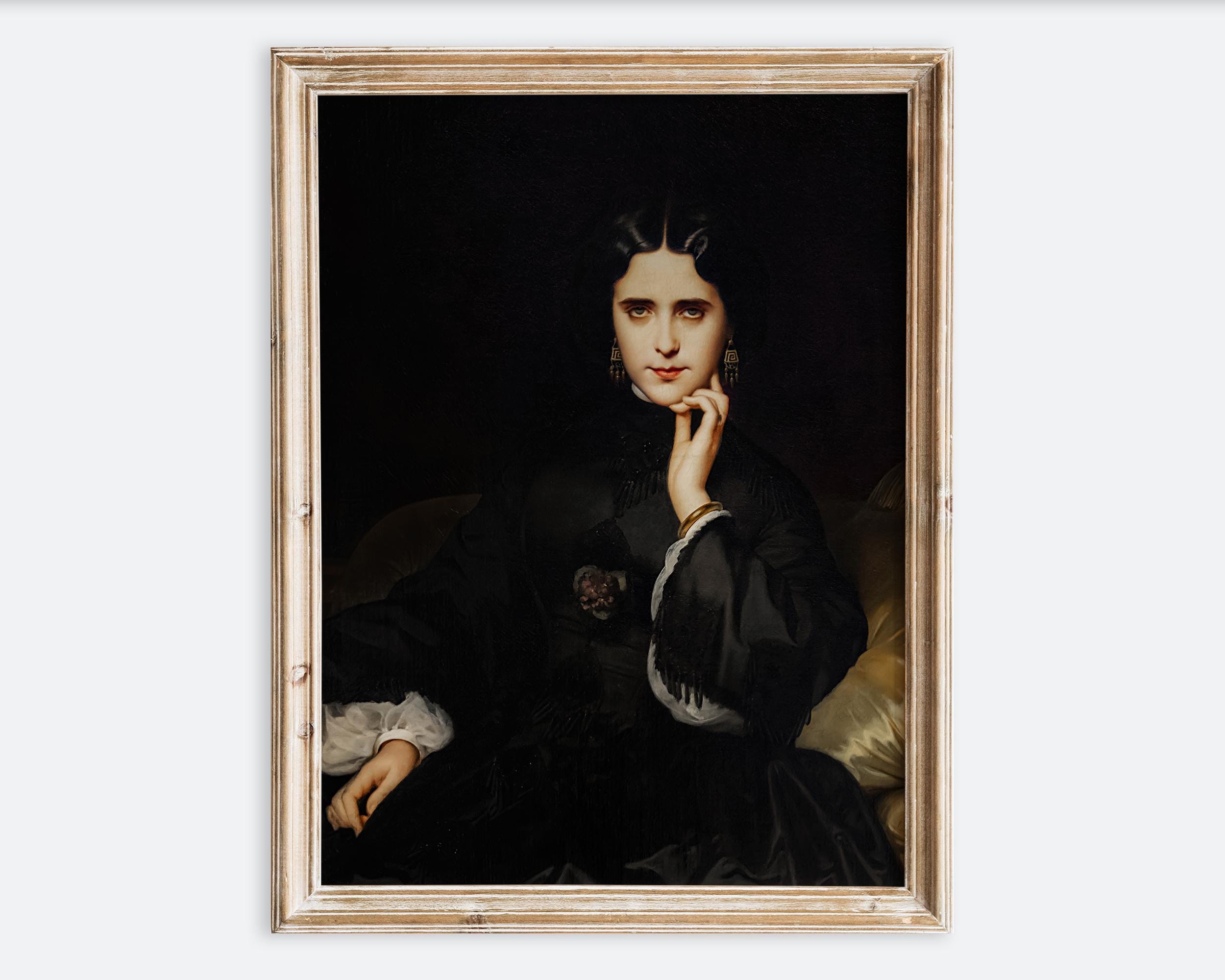 European Vintage Rustic Madame De Loynes Portrait Painting Wall Art ...