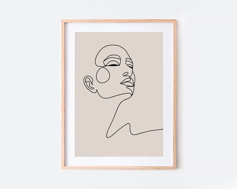 One Line Modern Girl Silhouette Line Art Print | Single Line Figure ...
