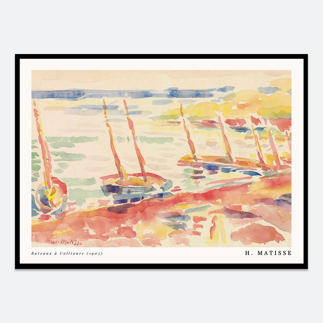 Henri Matisse Bateaux à Collioure Boats Coastal Painting Vintage Poster ...