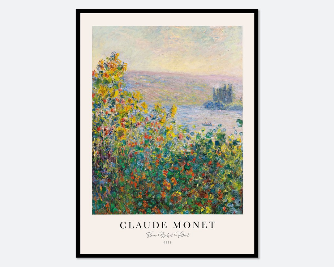 Claude Monet Flower Beds at Vétheuil Vintage Poster Wall Art Print ...