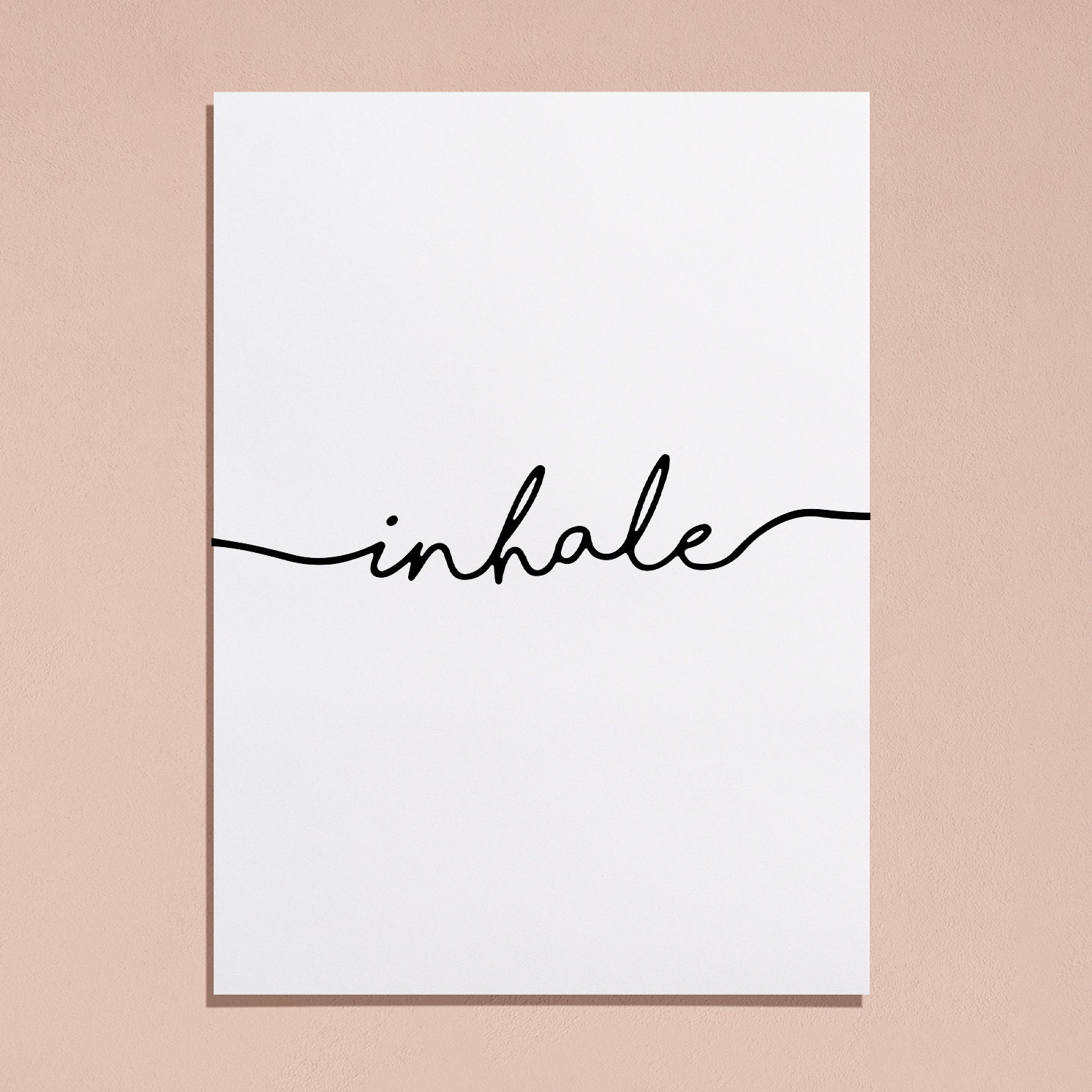 Inhale Exhale Words Typography Art Print Minimalist Art | Etsy