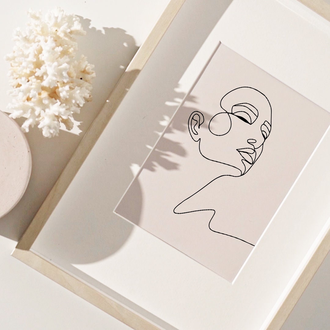 One Line Modern Girl Silhouette Line Art Print Single Line - Etsy