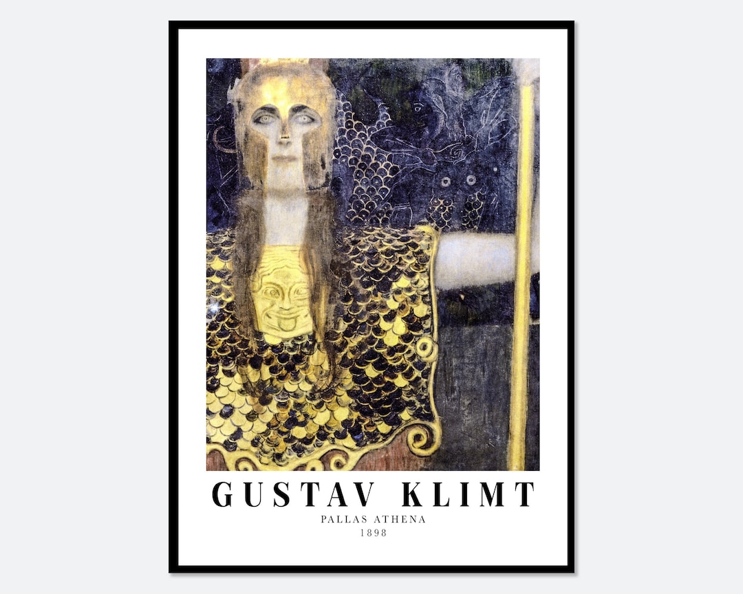 Gustav Klimt Pallas Athena 1898 Vintage Exhibition Poster Art Print ...
