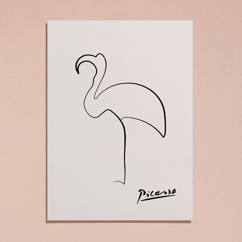 Pablo Picasso Flamingo Sketch Line Drawing Art Print - Etsy