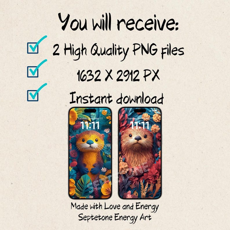 Sea Otter Papercraft iPhone Wallpaper, Joyful Animal Paper Fold Screen ...