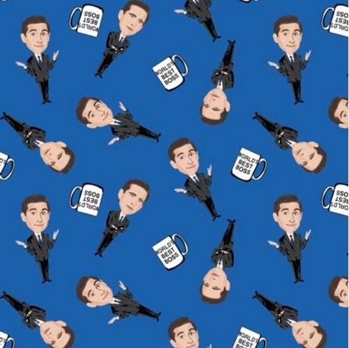 The Office Sitcom the Worlds Best Boss Blue Cotton Fabric - Camelot ...
