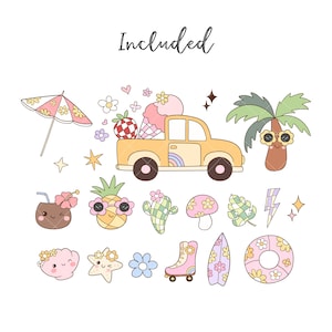 Groovy Summer Clipart Retro Summer Clipart Beach Clipart Hippie 70s ...