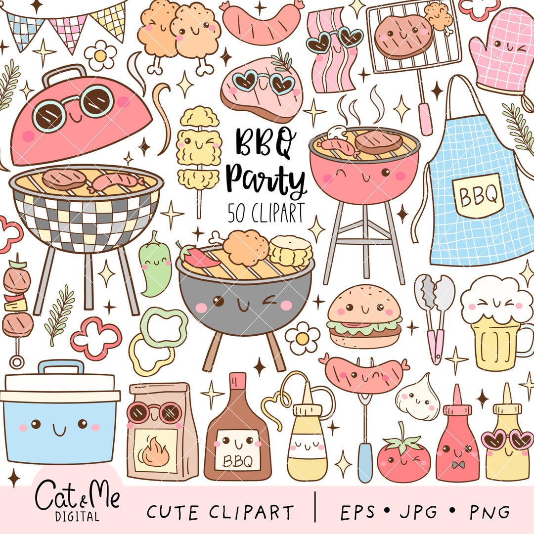 Groovy Barbecue Party Clipart Summer BBQ Png Backyard Barbecue Png Cute ...