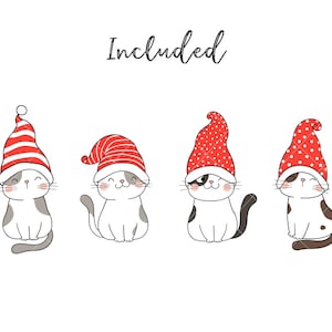 Gnome Cats Christmas Clipart Cat Clipart Winter Clipart Funny Cats ...
