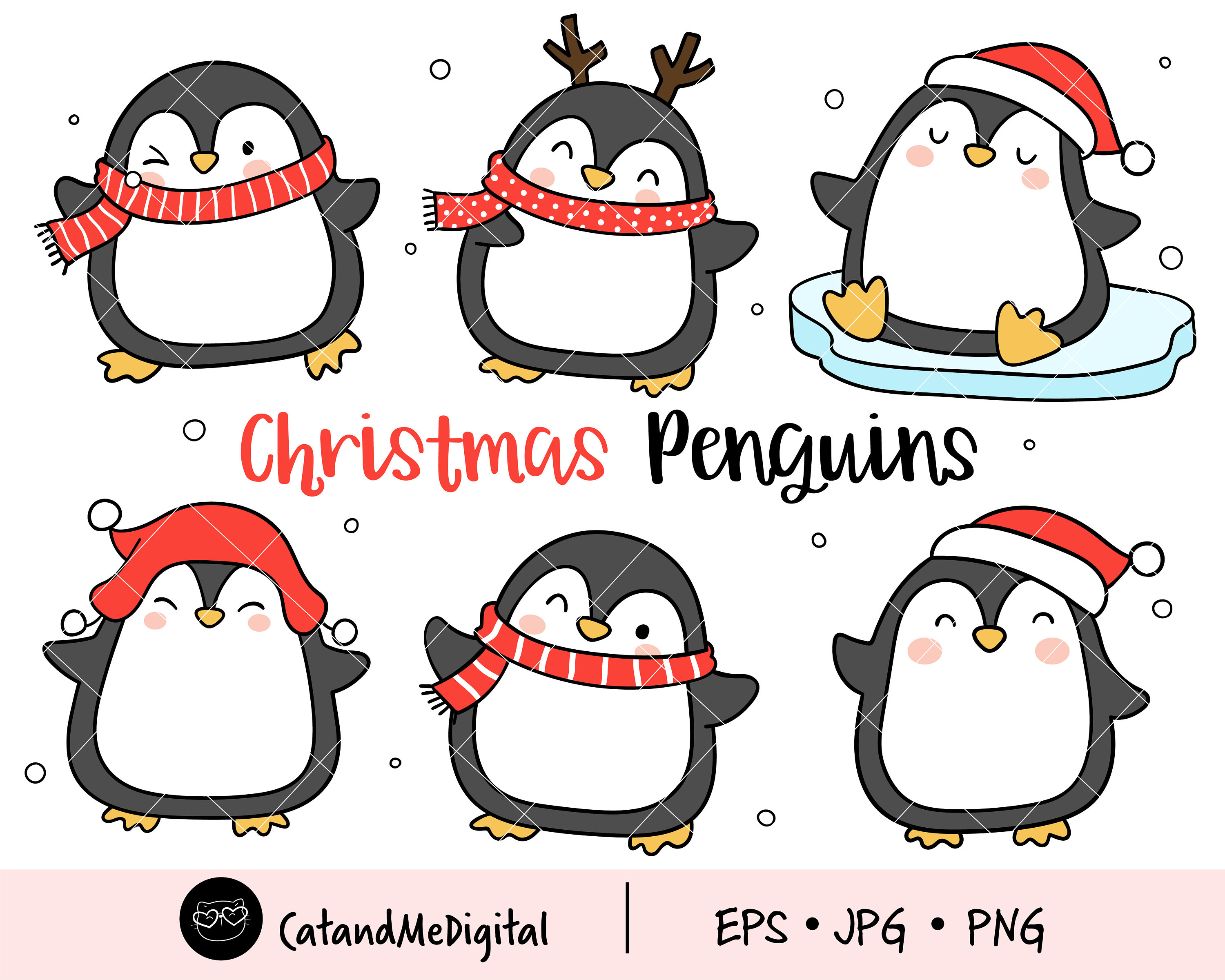 Christmas Penguins Clipart Bird Clipart Arctic Animal Png - Etsy