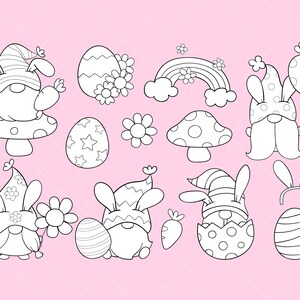 Gnomes Easter Digital Stamps Bunny Gnome Png Gnome Clipart Gnomes ...