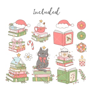 Christmas Bookish Clipart Groovy Bookish Png Cozy Readers Png Cozy ...