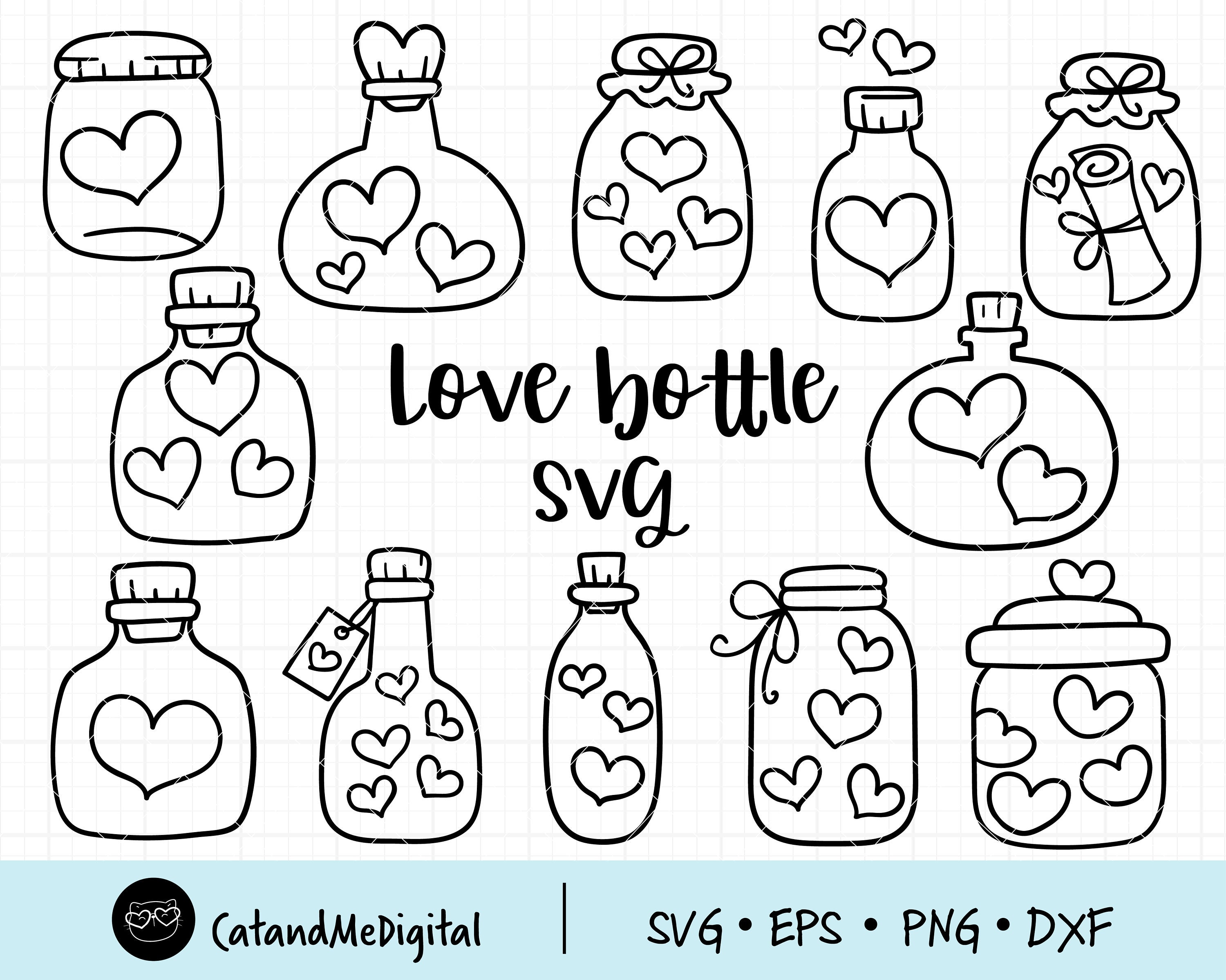 Heart Bottle Svg Doodle Valentines Svg Love Svg Love Potion - Etsy