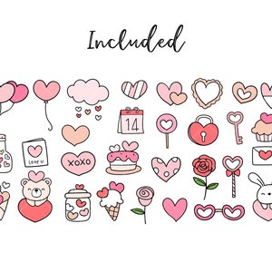 Doodle Valentine Clipart Valentine Clipart Love Clipart Pastel Heart ...