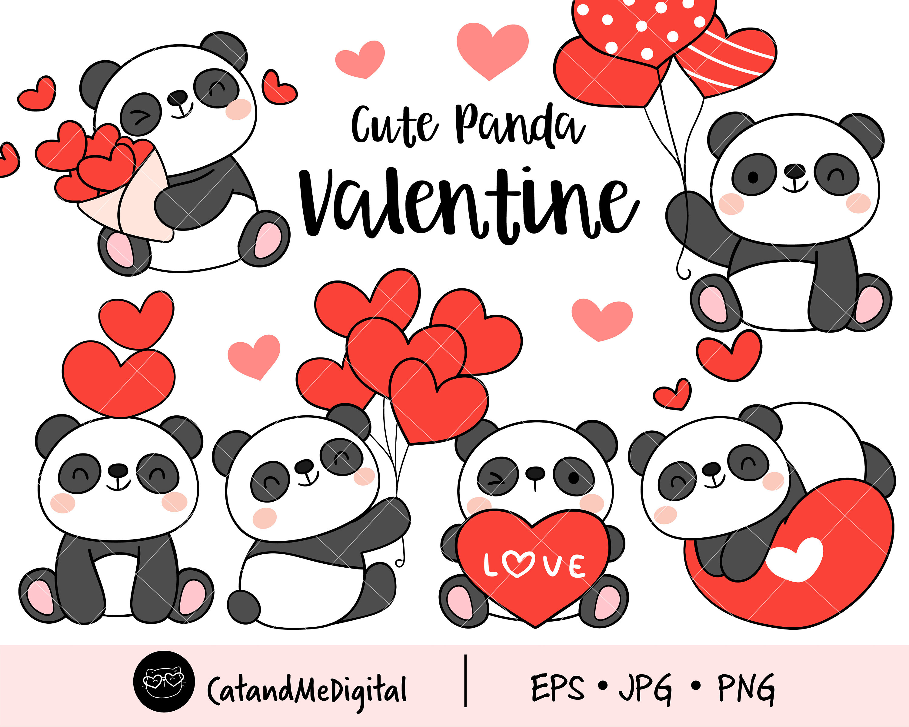 Valentine Panda Clipart Baby Panda Clipart Bear Clipart - Etsy
