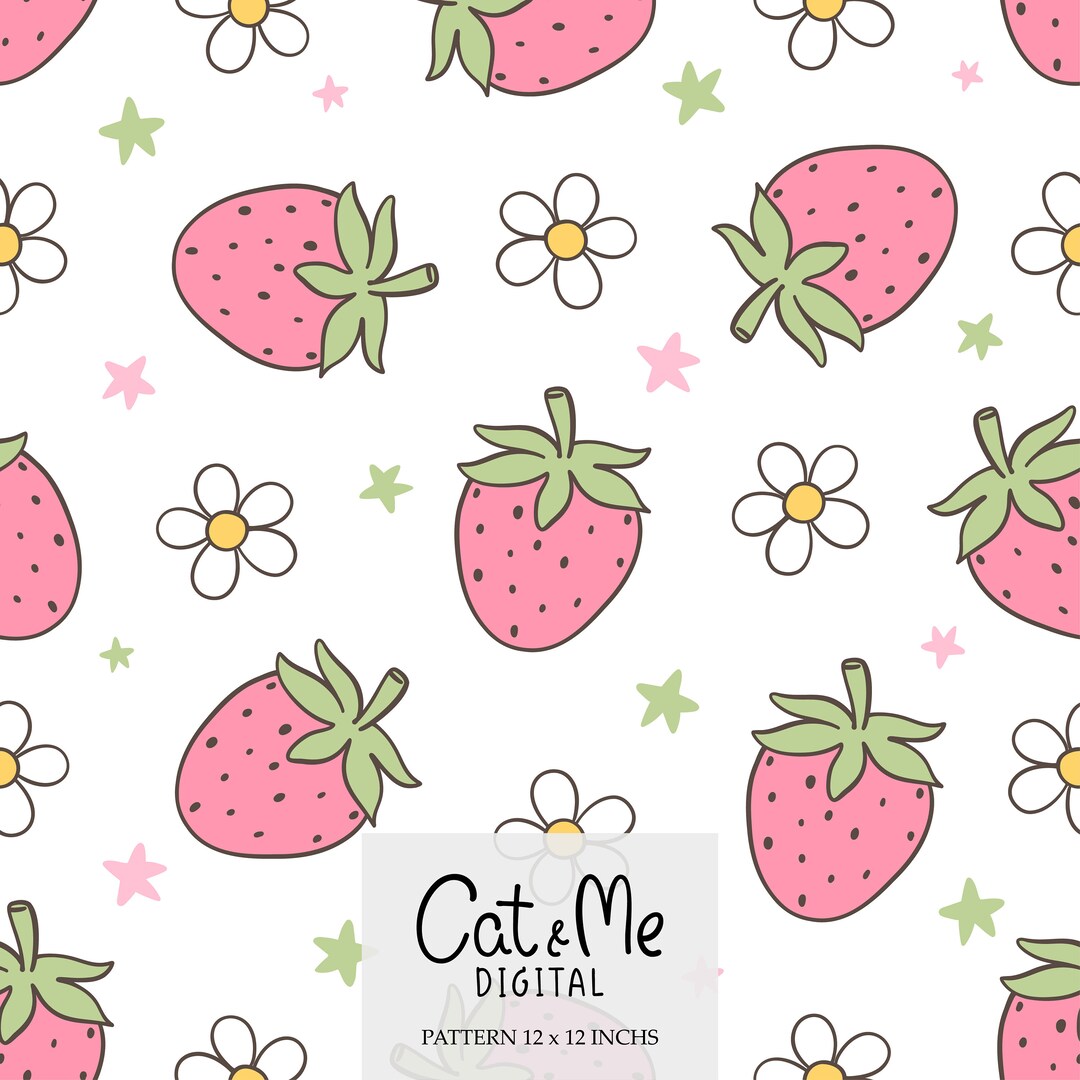 Strawberry Pattern Fruit Seamless Strawberry Repeating Pattern Daisy ...
