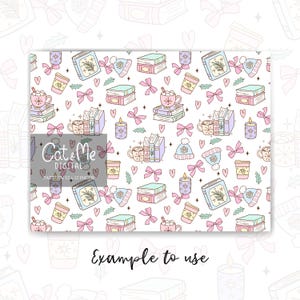Coquette Winter Bookish Seamless Book Bow Repeating Pattern Pastel ...