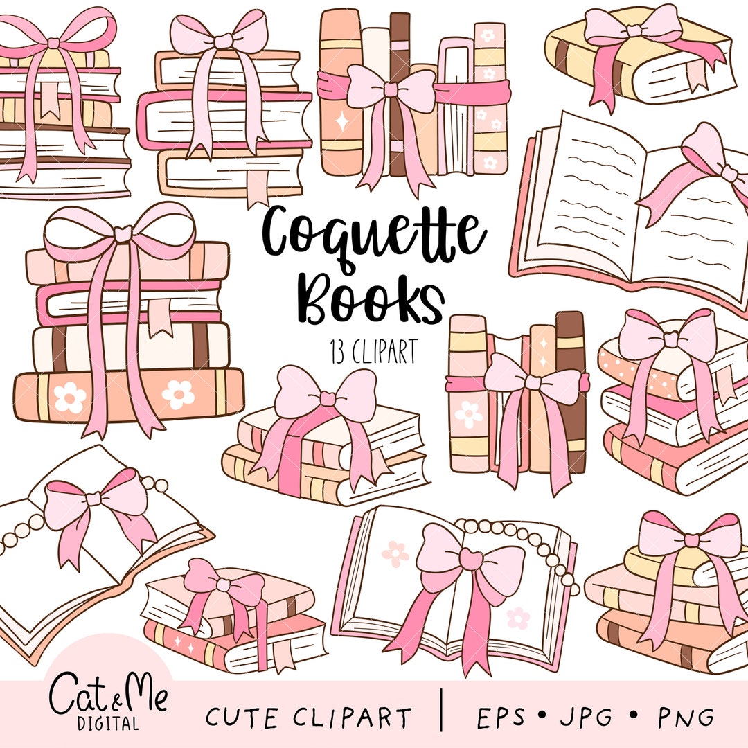 Coquette Books Clipart Booklover Clipart Pink Bow Png Victorian Vintage ...