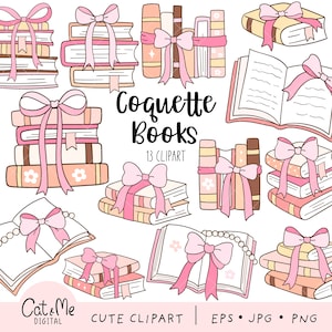 Coquette Books Clipart Booklover Clipart Pink Bow Png Victorian Vintage ...