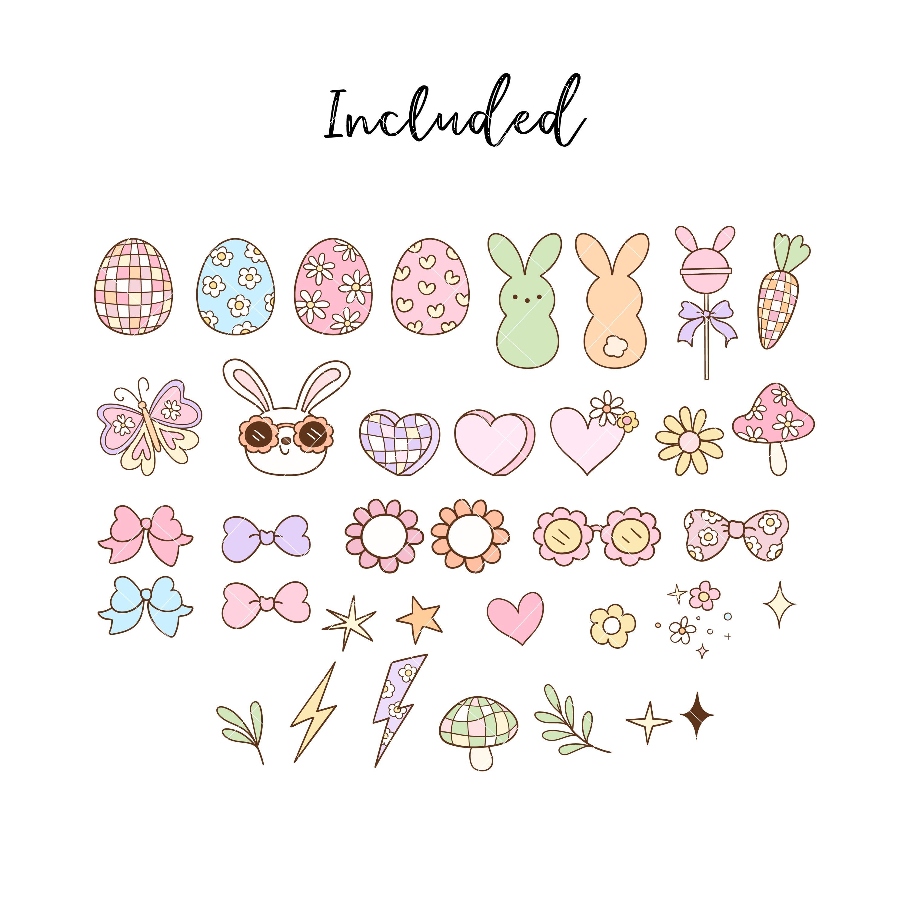 Retro Groovy Easter Clipart Pastel Easter Png Spring Clipart Hippie ...