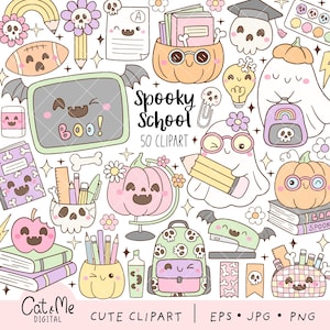 Spooky School Clipart Pastel Back to School Png School Halloween Png ...