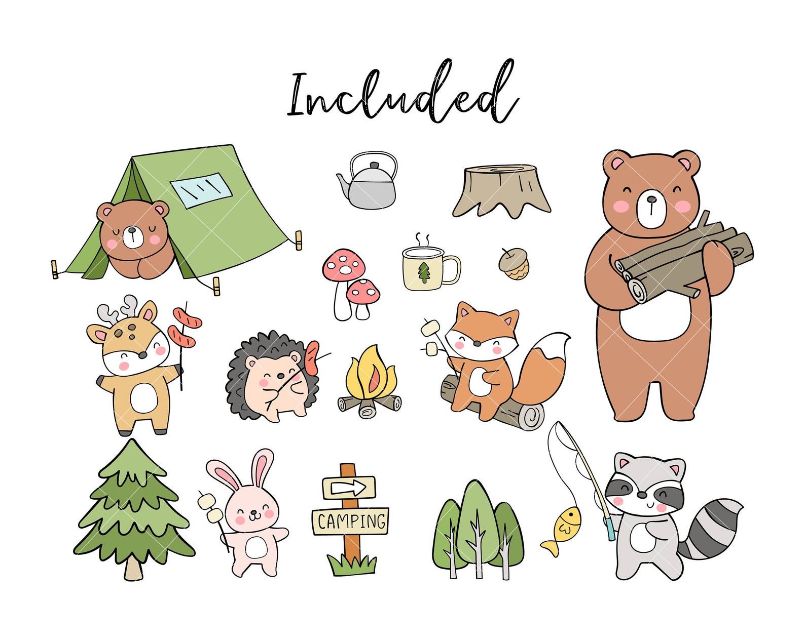 Animals Camping Clipart Woodland Clip Art Summer Camp Clipart - Etsy UK