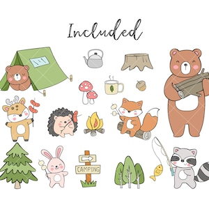 Animals Camping Clipart Woodland Clip Art Summer Camp Clipart Camping ...
