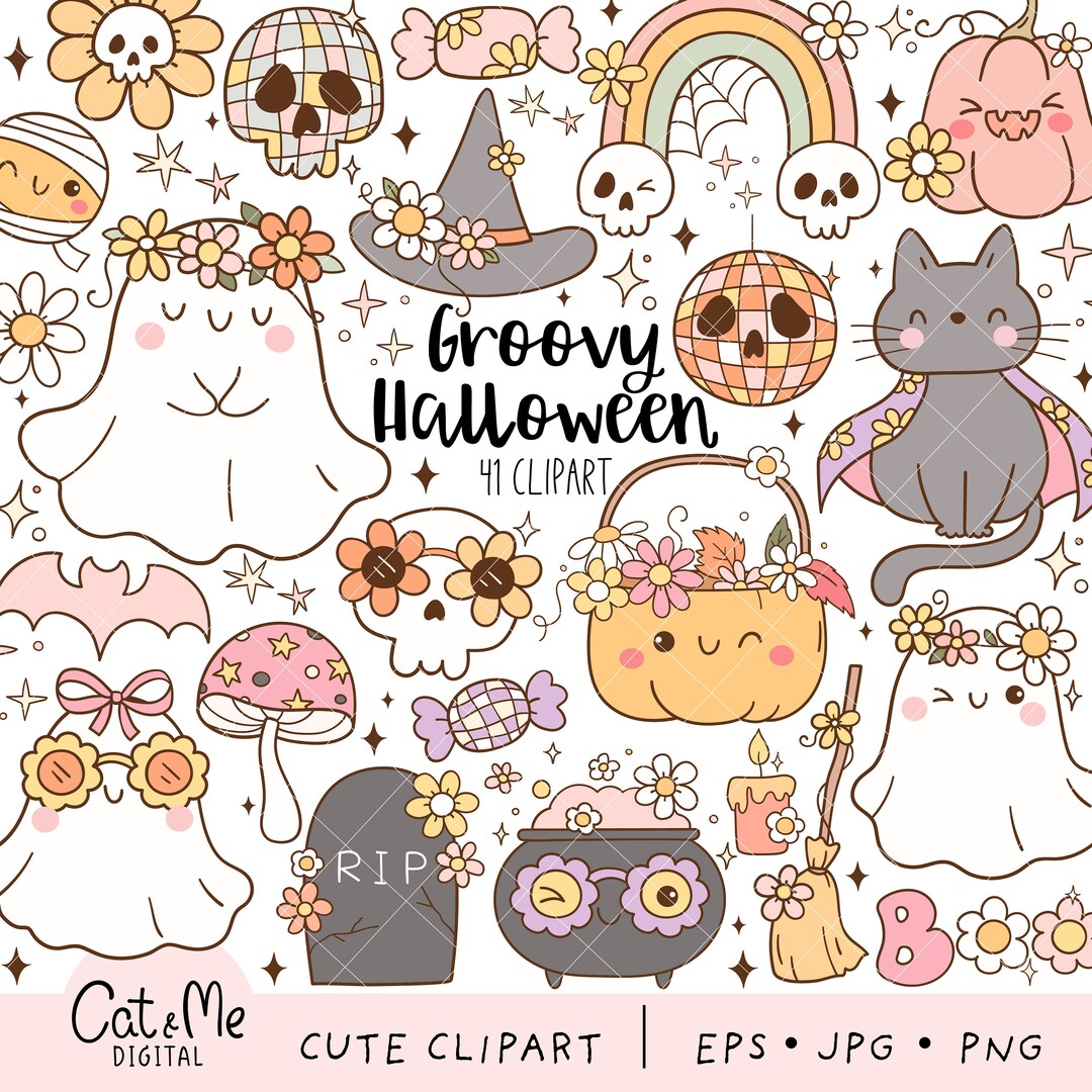 Groovy Halloween Clipart Retro Disco Halloween Png Retro Fall Png ...