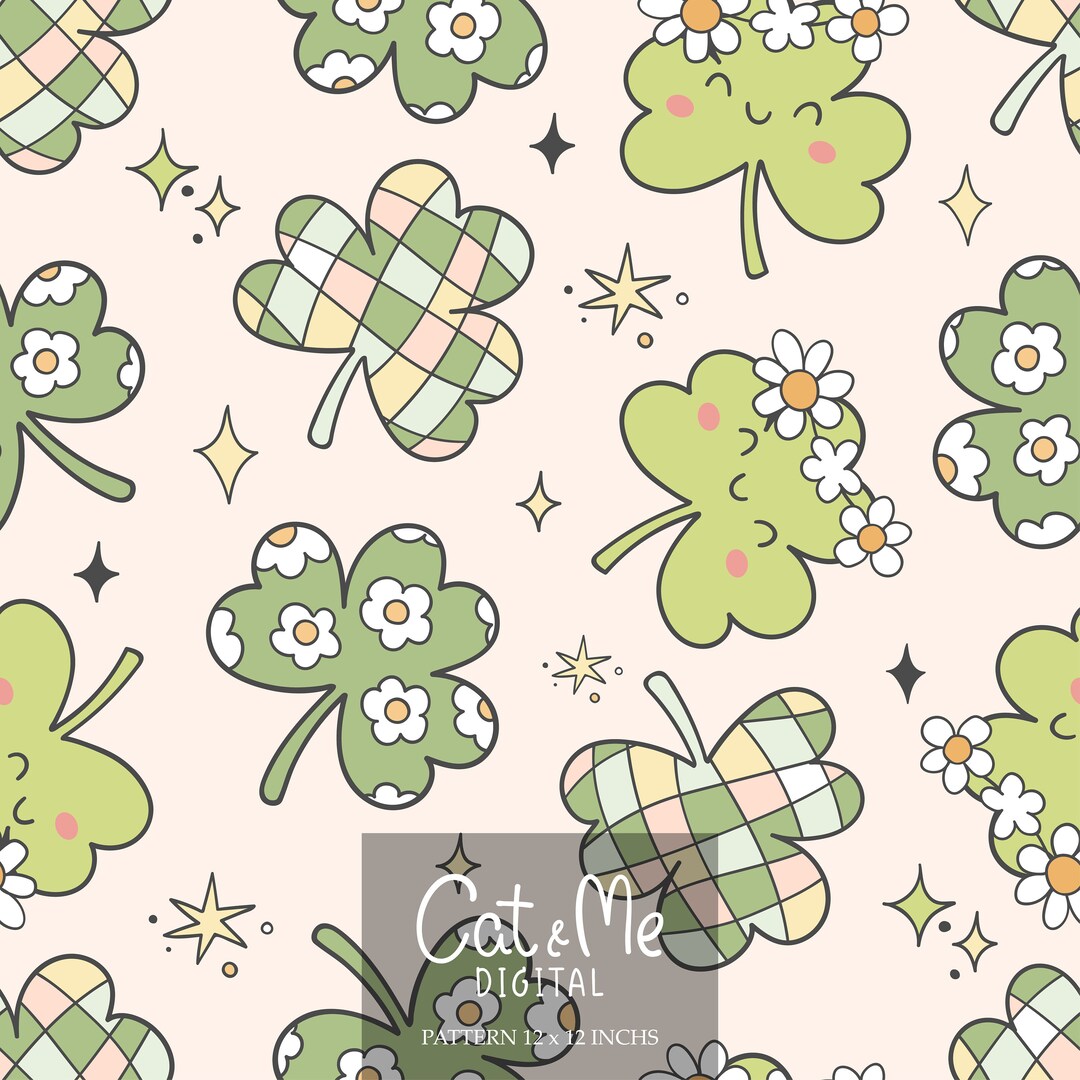 Groovy Shamrock Seamless Pattern Retro Clover Pattern St Patrick’s Day ...