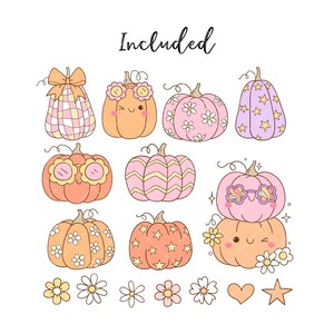 Groovy Retro Pumpkin Clipart Autumn Png Disco Pumpkin Png Trendy Fall ...