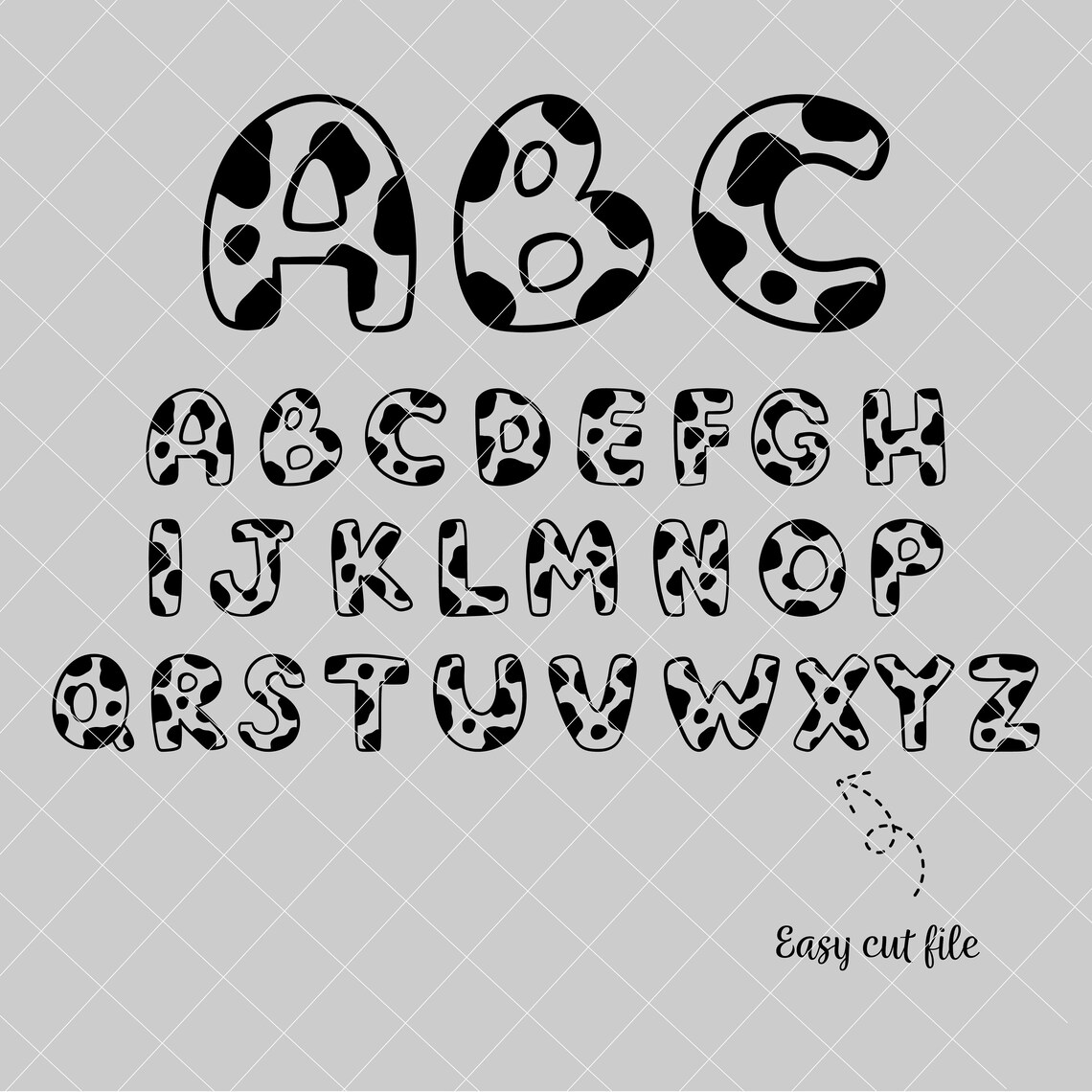 Cow Font Svg Alphabet Svg Cow Print Svg Cow Spots Svg Cow Letters Svg ...