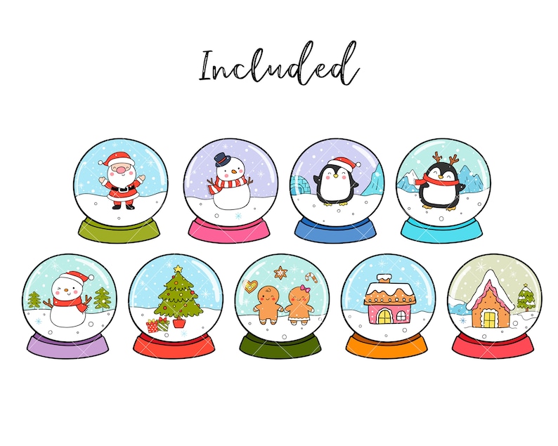 Christmas Snow Globes Clipart Snowman Clipart Snow Globe - Etsy
