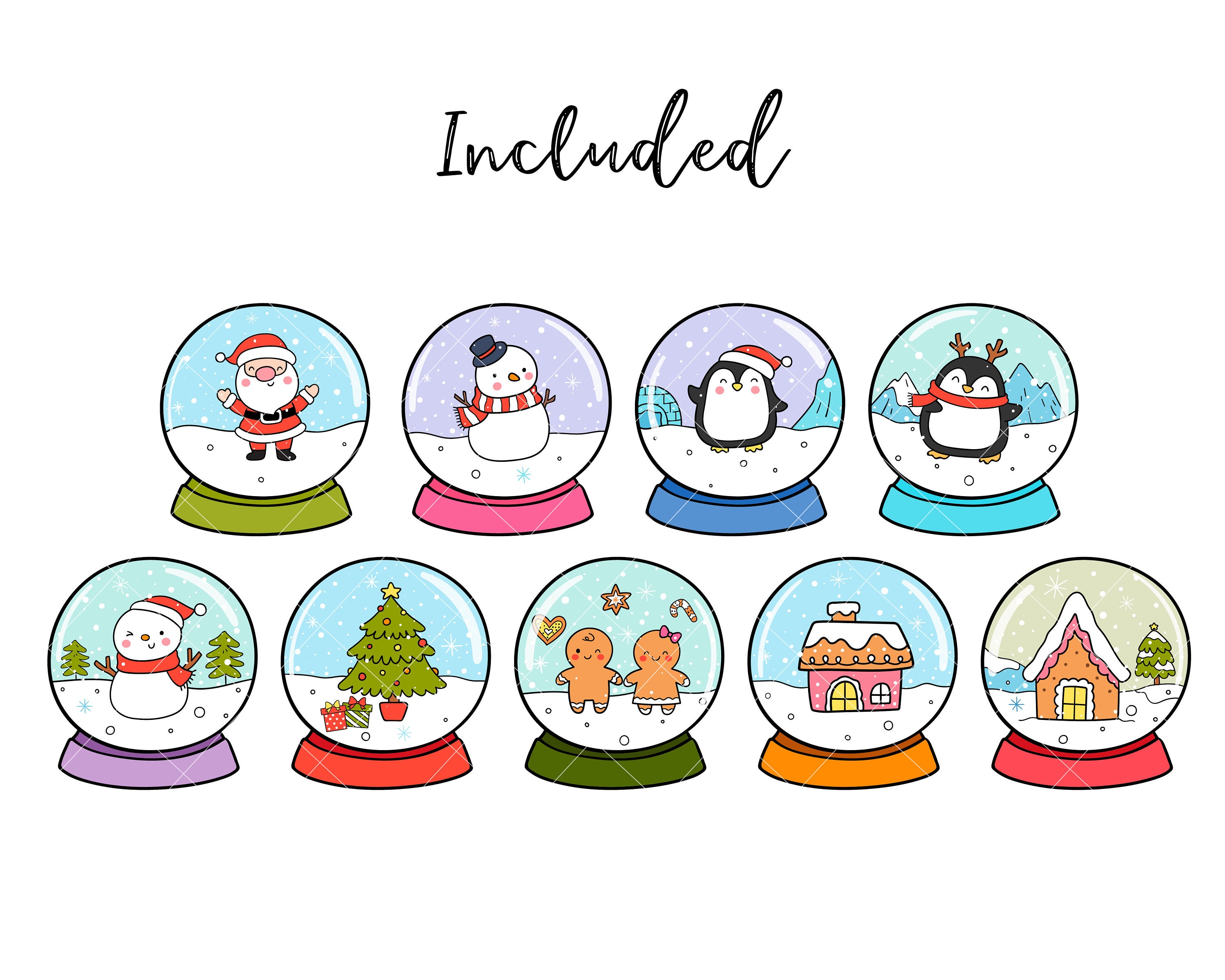 Christmas Snow Globes Clipart Snowman Clipart Snow Globe - Etsy