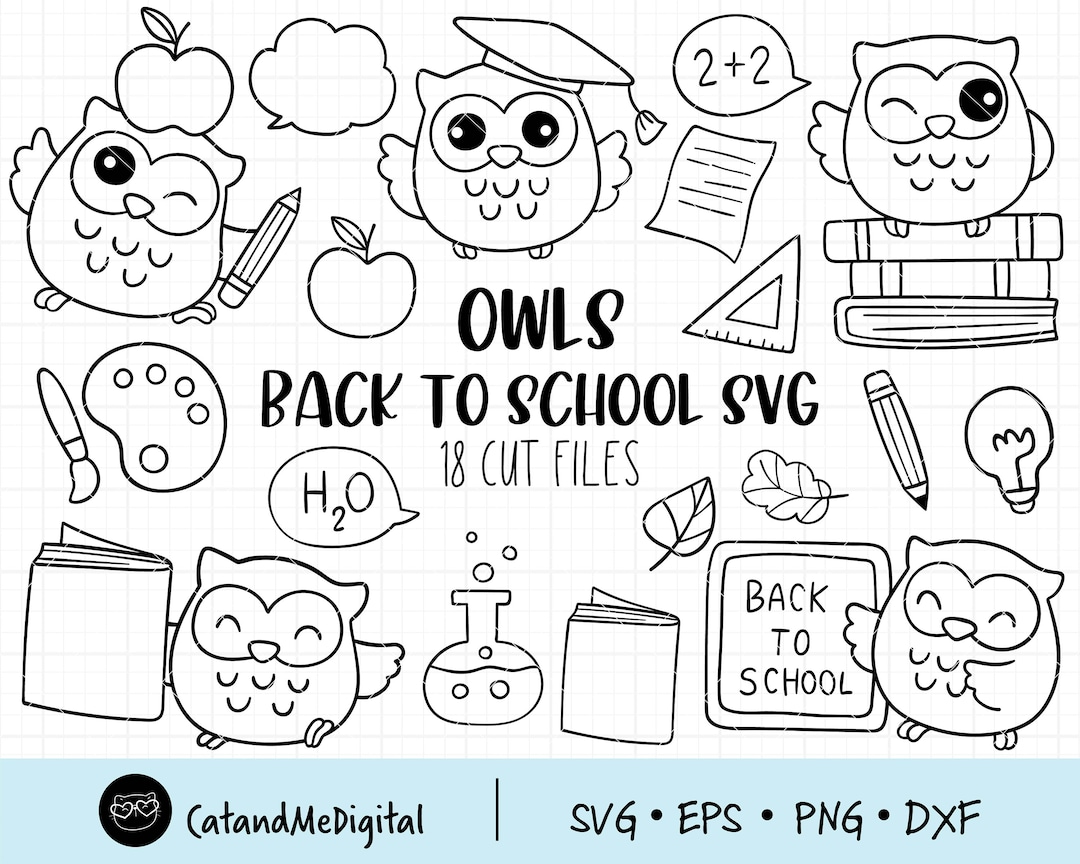 Back to School Owls Svg Owls Clipart Graduate Owl Owl Outline Svg ...