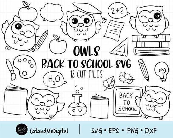Cute School Owl Clipart Black And White