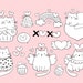 Valentine Cat Digital Stamp Clipart Cat Clipart Cat Outline Digistamp ...